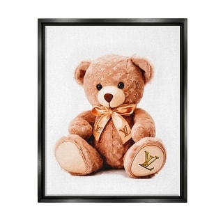 Stupell Glam Brand Teddy Bear Framed Floater Canvas Wall Art Design by ...