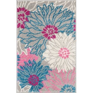 2' x 3' Gray and Pink Tropical Flower Scatter Rug - 3'6" - Bed Bath ...