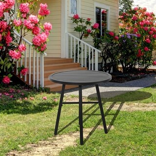 28 inch Round Patio Table, Metal Finished Outdoor Dinning Table ...
