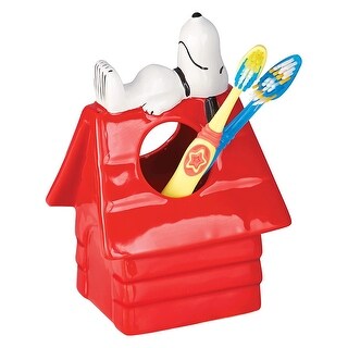 Ceramic Toothbrush Holder, Peanuts, Snoopy's Doghouse - Red - Small ...