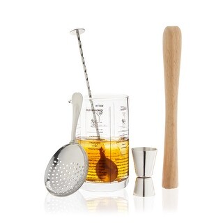 True Mixologist Cocktail Mixing Glass Set, Bartender Kit with Recipe ...