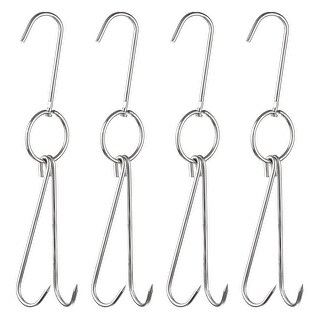 Double Meat Hooks, Stainless Steel Smoker Hook Tools for Cooking 4Pcs ...