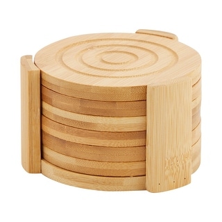 Set of 6 Bamboo Coasters with Holder 4.3 Inch - Bed Bath & Beyond ...