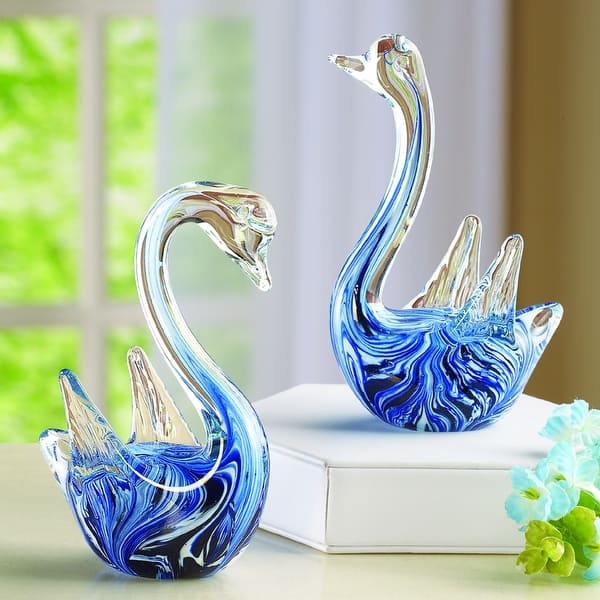 Glass Swan Figurines - Set of 2 - 10.750 x 8.500 x 4.250 - Bed Bath ...