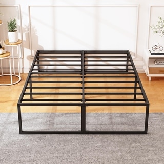 16 Inch Queen Bed Frame, No Box Spring Needed, Heavy Duty Metal ...
