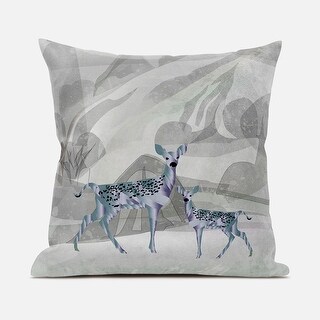 20x20 Gray Green Deer Blown Seam Broadcloth Animal Print Throw Pillow ...
