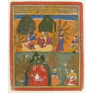 Krishna And Radha With Their Confidantes Page From A Dispersed Gita ...