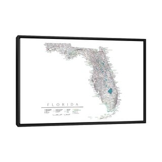 iCanvas "Detailed Map Of Florida, USA" by blursbyai Framed Canvas Print ...