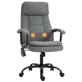 Grey Massage Office Chair with Padded Headrest and 2 Points Waist ...
