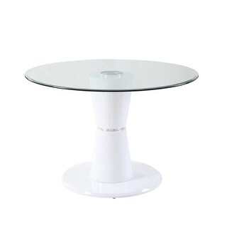 HomeRoots 34" Clear And White Glass Round Coffee Table - 34 - Bed Bath ...