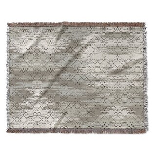 DISTRESSED WROUGHT IRON GREIGE Woven Throw Blanket with Fringe By Kavka ...