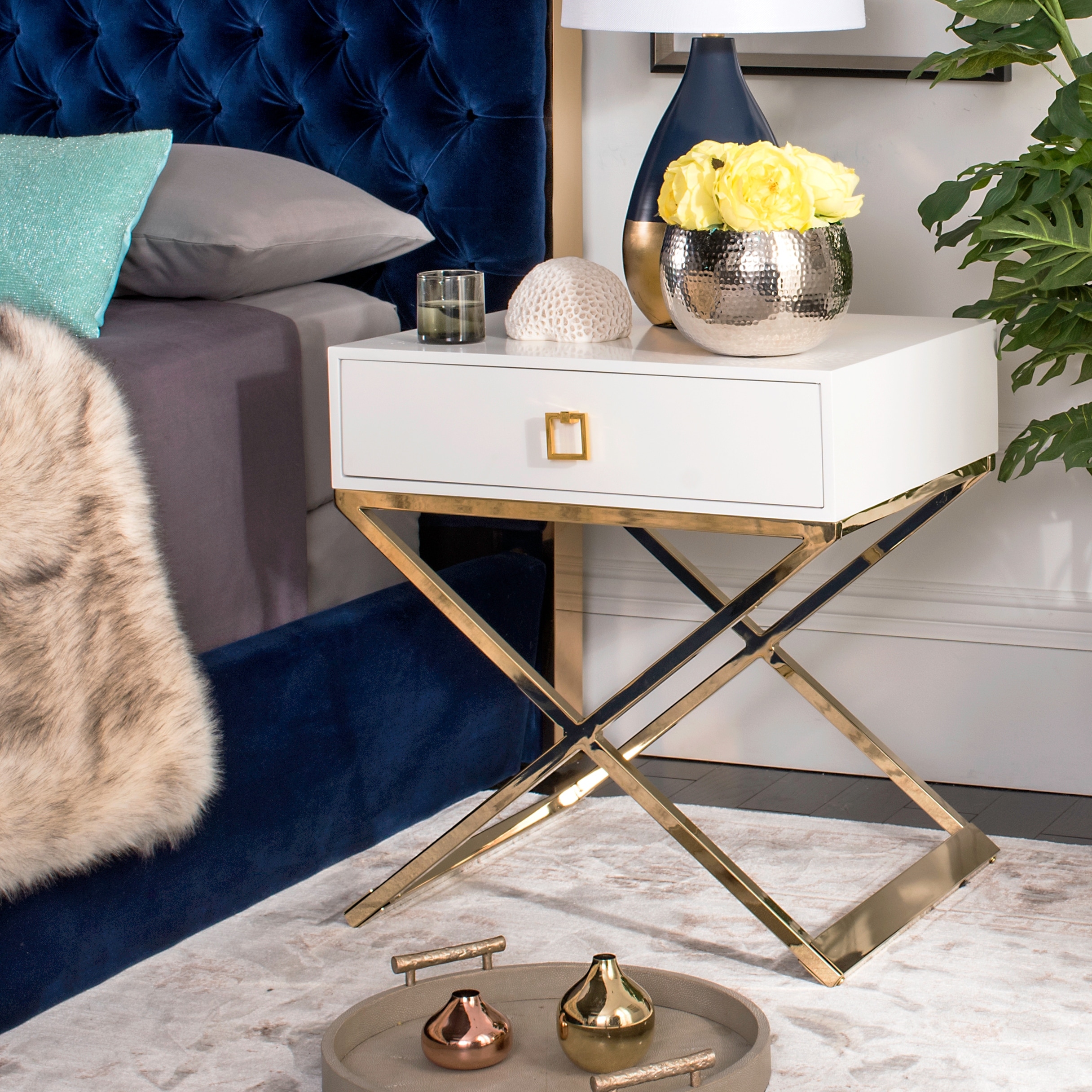 Safavieh Zarina Modern Cross Leg End Table White