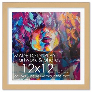 12x12 Natural Frame Matted for 12x12 Picture or 15x15 Poster Without ...