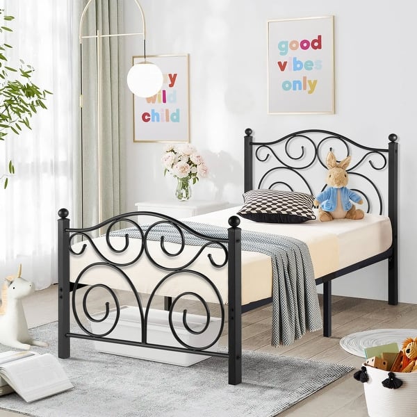 black scroll bed frame