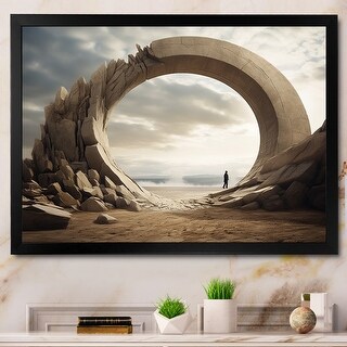 Designart "Grey Surrealism Space Canyon" Surrealism Landscape Grey Wall ...