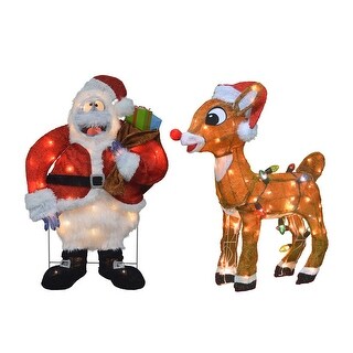 ProductWorks 24 In Rudolph & 24 In Bumble Snowman Santa Pre Lit Holiday ...