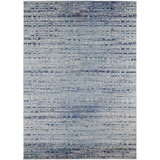 HomeRoots 8' X 10' Blue And Ivory Abstract Power Loom Stain Resistant ...