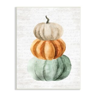 Stupell Stacked Autumn Fall Pumpkins Cursive Words Background Wood Wall ...