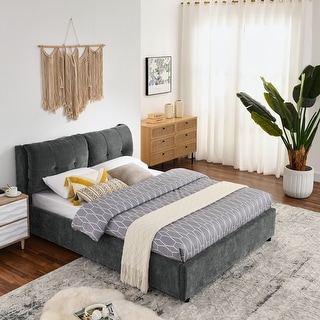 Lift Up Liftable Platform Bed Frame with Integrated Headboard,Storage ...