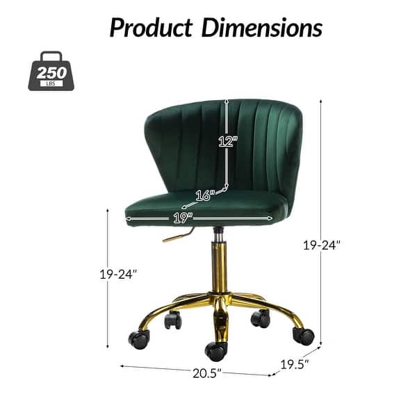 Ilia Modern Velvet Wingback 360 degree Ergonomic Office Task Chair with ...