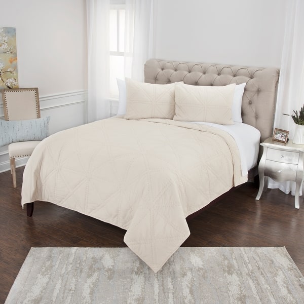 Maddux Place Simpson Natural Hand Quilted Cotton 3 Piece Quilt Set ...