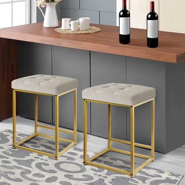 24 Inch backless Bar Stool with Brass Metal Frame-set of 2 - Bed Bath ...