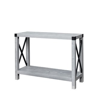43.3" Oak Finish Console Table, X-shaped Metal Frame - Bed Bath ...