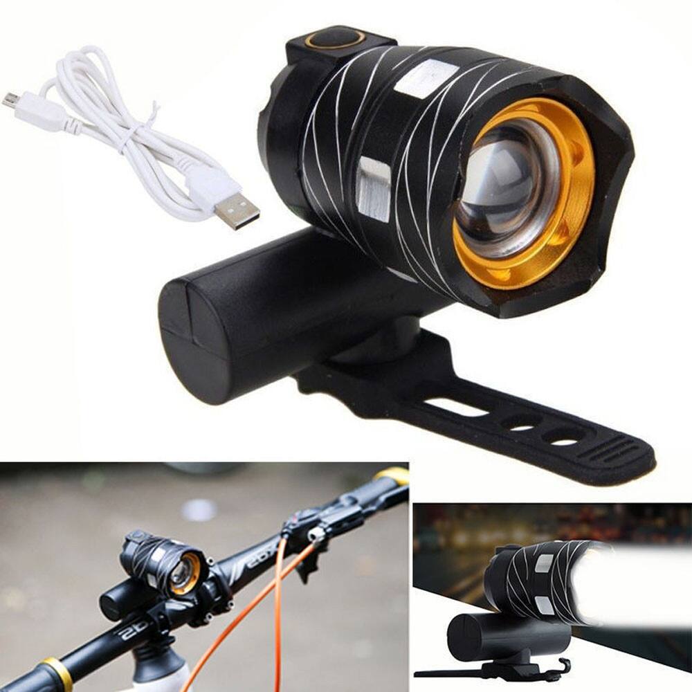 USB Rechargeable XML T6 LED Bicycle Bike Light Front Cycling Light Head ...