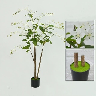 5ft Weeping JasmineFake Silk Trees, White Tree with Real Touch Tech ...