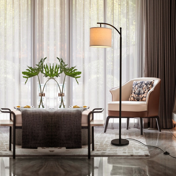 Cedar Hill 62 Modern Arched Floor Lamp with Beige Linen lamp Shade On Sale Bed Bath Beyond 32668120