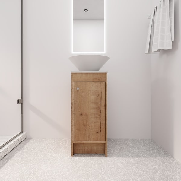 BNK 16 inch Freestanding Bathroom Vanity with Single Sink and Soft Close Door - Bed Bath ...