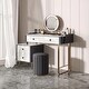 4-Drawer Vanity Table Set, Sintered Stone Dressing Table & Stool - Bed ...