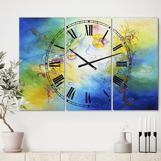 Designart 'Color Dances' Oversized Modern Wall Clock - 3 Panels - 36 in ...