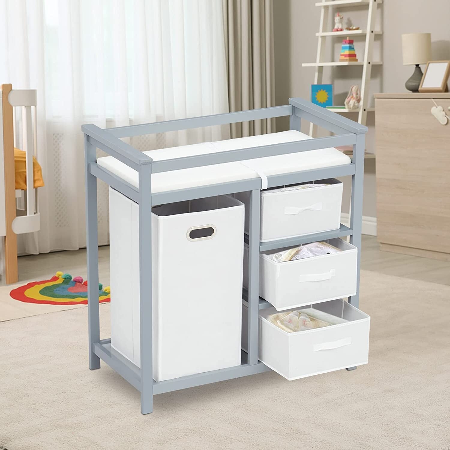 Laundry Table Modern Baby Changing Table With Storage - Wooden Dresser ...