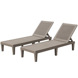 Outdoor Lounge Chairs PE Waterproof Chaise Lounge with 5-Position ...