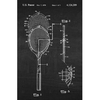 Tennis Racket Patent Poster (White on Chalkboard)-Sports Patents-24x16 ...