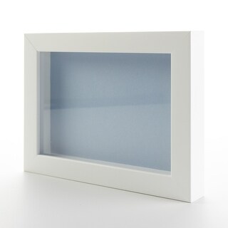 White 11x14 Wood Shadow Box with Blue Acid-Free Backing - With 11/16 ...