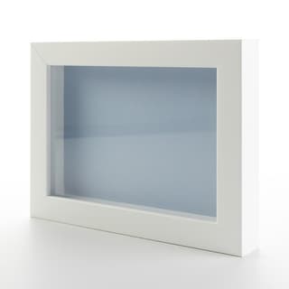 White 8x12 Wood Shadow Box with Blue Acid-Free Backing - With 11/16 ...