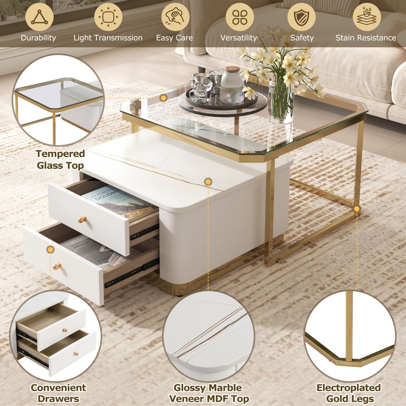 Square nesting coffee table store
