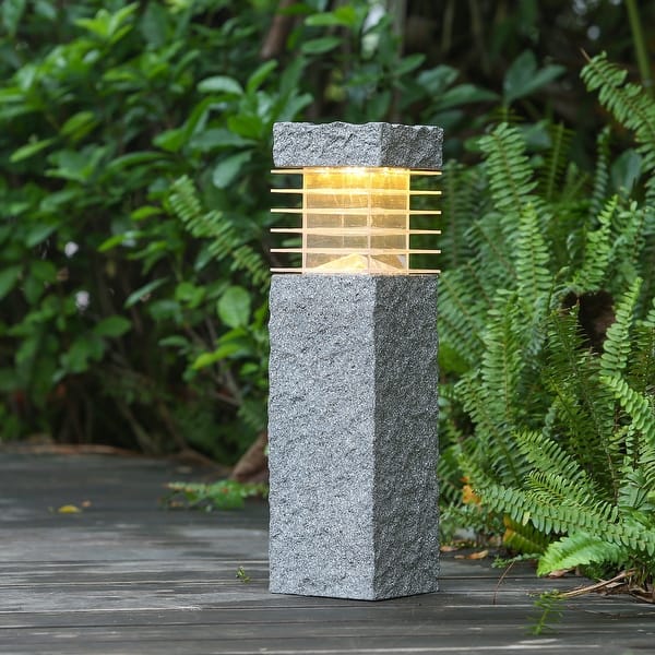 Faux Rock Solar Light Bollard - - 15390664