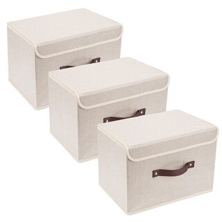 3Pcs Medium Foldable Storage Bins with Lids - Bed Bath & Beyond - 40953558