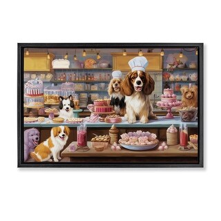 Stupell Sweet Treats Pastry Dogs Framed Floater Canvas Wall Art Design ...