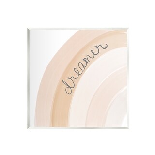 Stupell Dreamer Cursive Calligraphy Pastel Rainbow Stripes Wood Wall ...