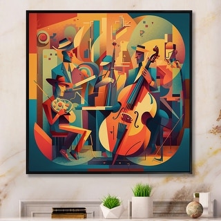 Designart "Jazz Band Performance Ii" Music Jazz Framed Wall Art For ...