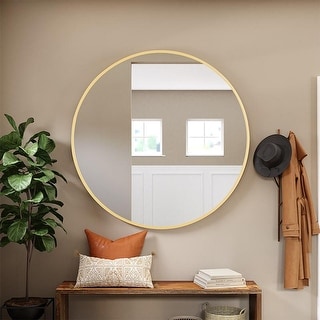 Wall Mounted Round Gold Metal Frame High Definition Mirror - Bed Bath ...