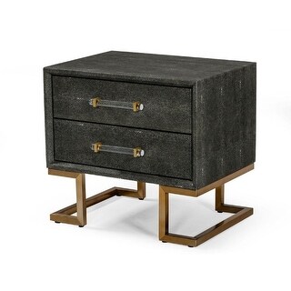 Modern Nightstand, 2 Drawers, Classic, Faux Leather, Grey - 24 Inch ...