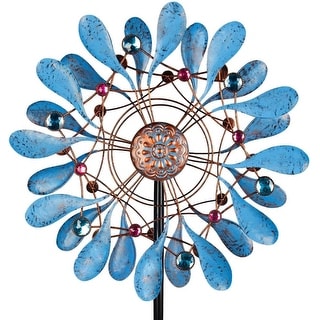 Outdoor large kinetic wind vane waterproof blue windmill metal windmill ...