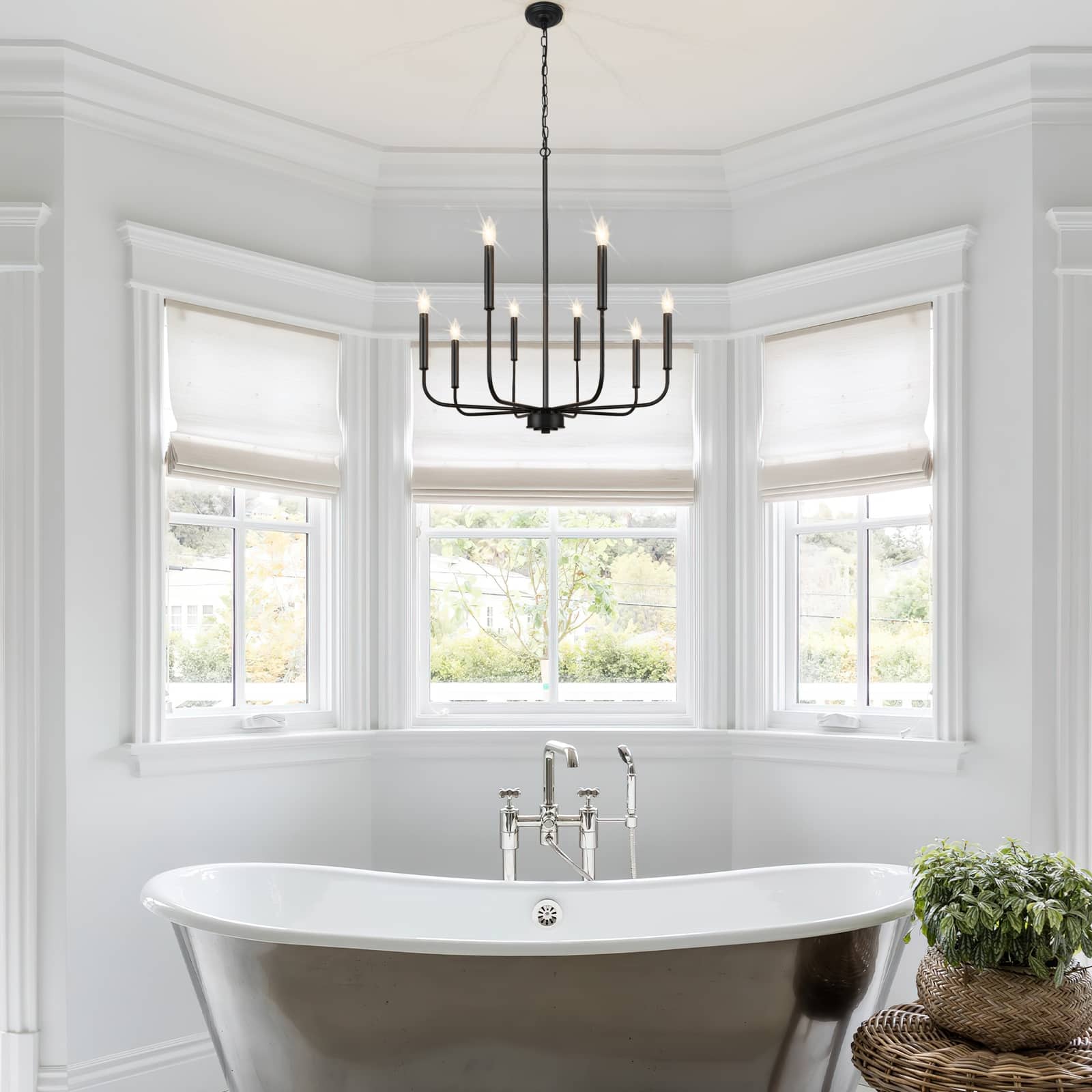 Starsky Mid-Century Modern Farmhouse 8-Light Traditional Ceiling Light ...