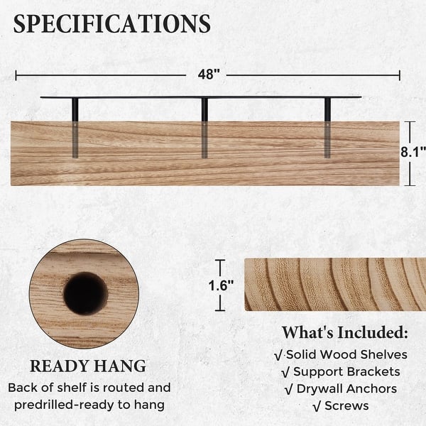 Floating Shelves, 8 Inch Deep Modern Solid Wood Wall Shelves - Bed Bath ...