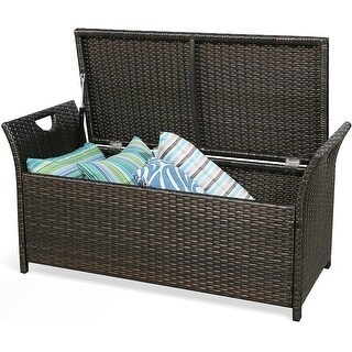 37.75" Outdoor Storage Bench, Heavy-Duty Powder Coated Steel Frame ...